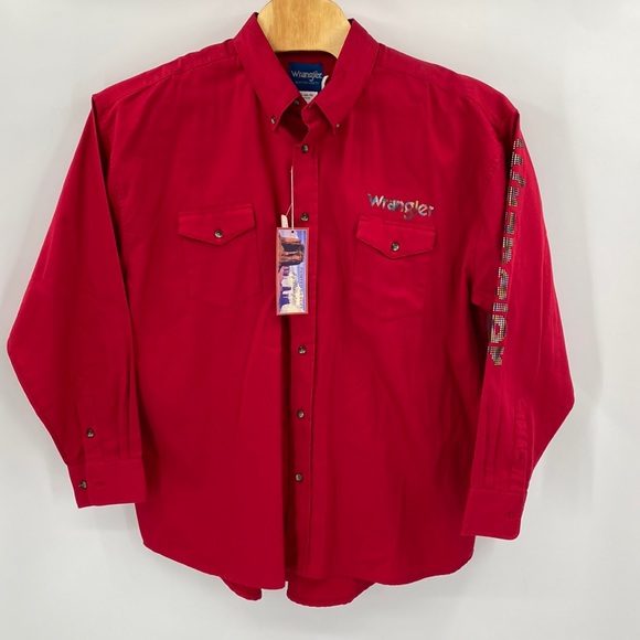 Wrangler | Shirts | Vintage New Wrangle Long Sleeve Western Shirt Logo ...
